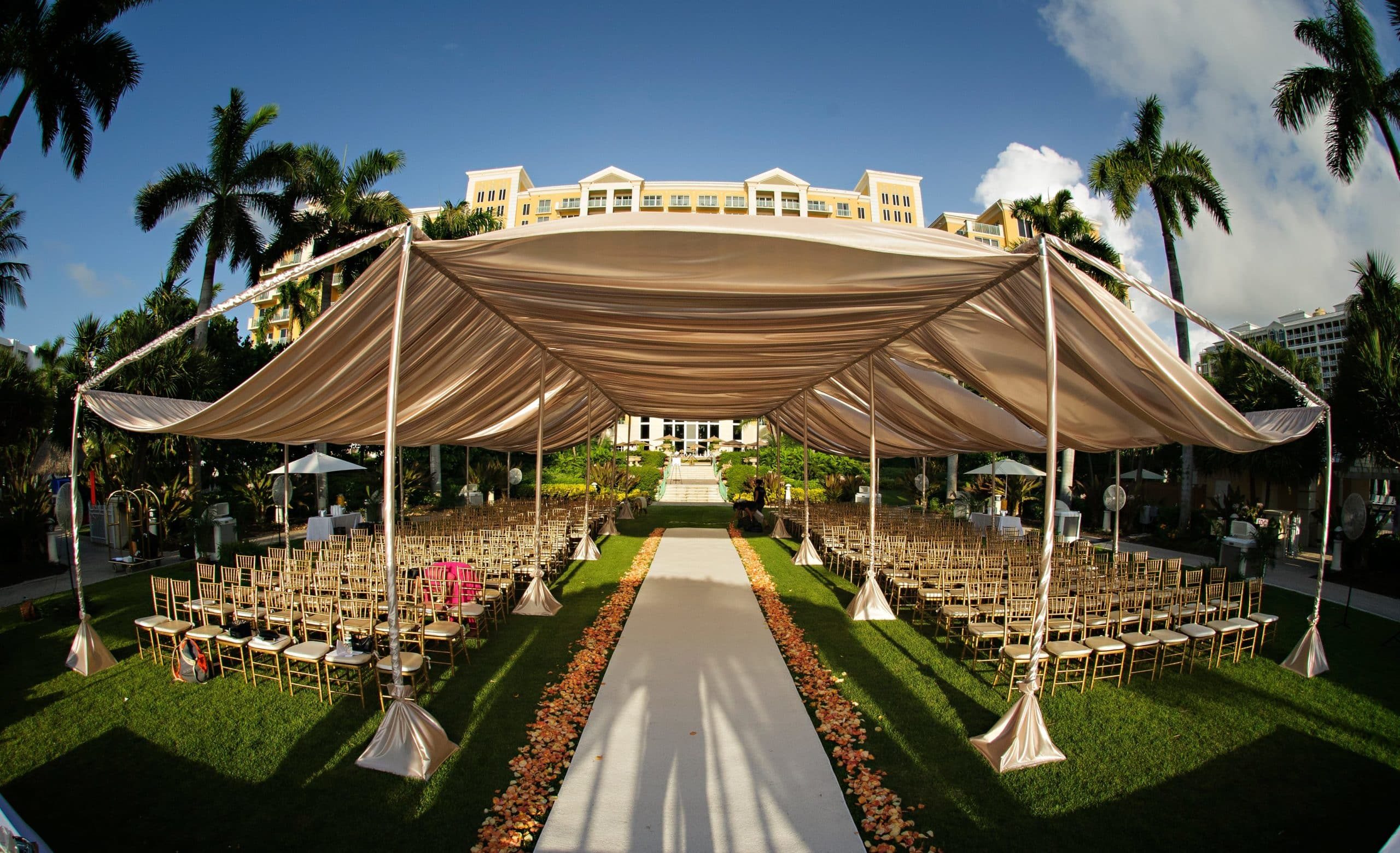 Sun Canopy with Aisle Covering - Wedding Supplies Orlando | Wedding ...
